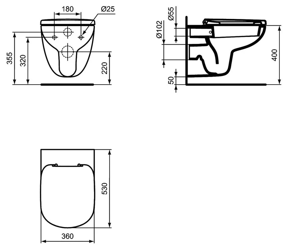 Ideal Standard Tempo- Závěsné WC, 36x53cm, T331101