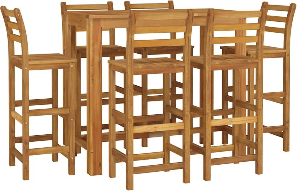 7dílný zahradní barový set masivní akáciové dřevo 3154397