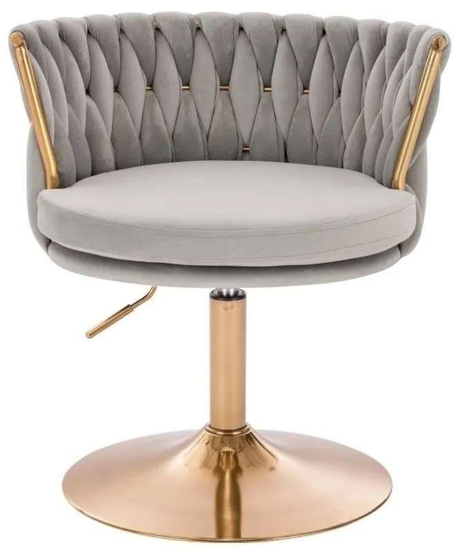 LuxuryForm DESIGN Otočná židle LYON VELUR na zlatém talíři - světle šedá
