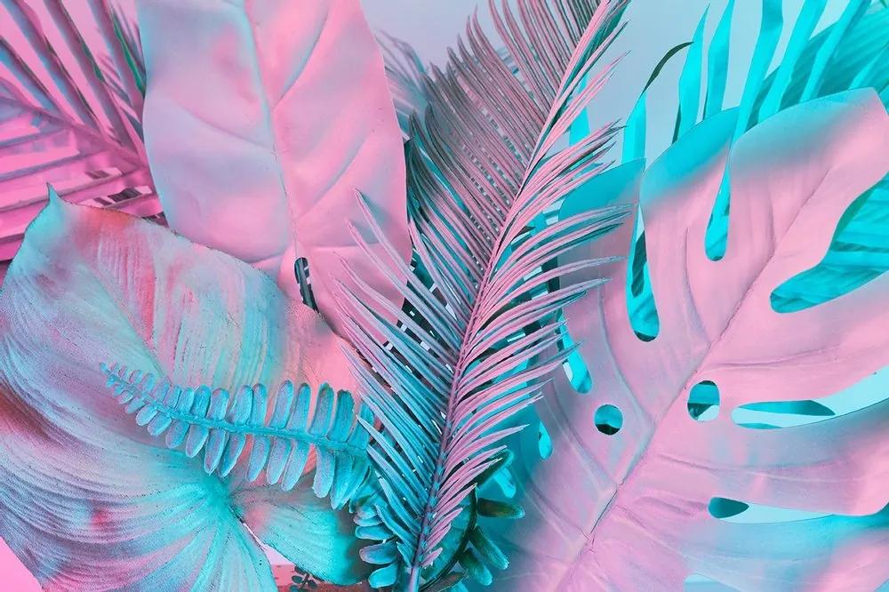 Tapeta palmové listy v neobyčejných barvách - 150x270