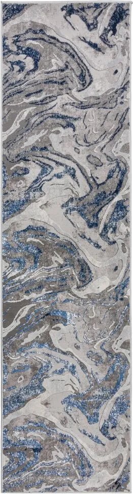 Flair Rugs, Běhoun Eris Marbled Navy, 60x230, modrá, chodba / předsíň