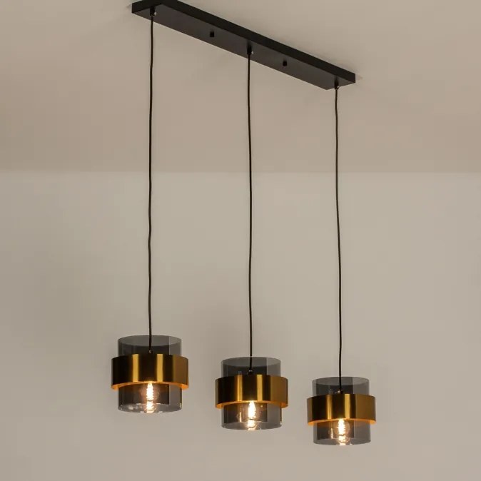 Závěsné svítidlo nad jídelní stůl Retro 70er Trio Line Black and Gold