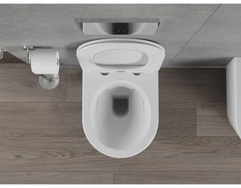 Mexen Rico Rimless závěsné wc + slim pomalu padající sedátko z duroplastu, biala matná, 30724001