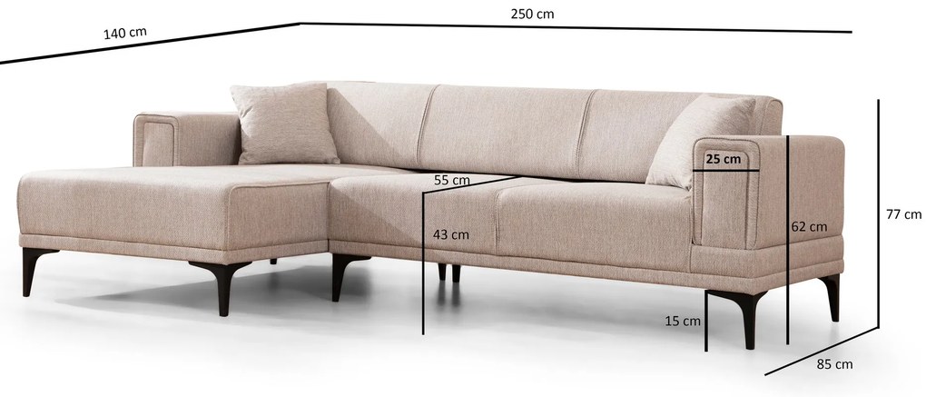 Hanah Home Rohová pohovka HORIZON béžová levá