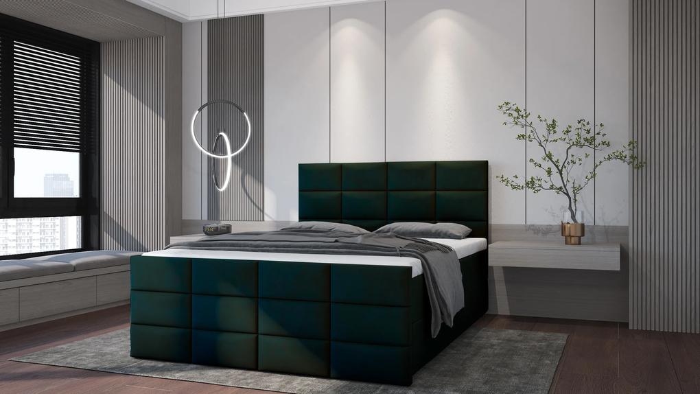 SFAB Kontinentální čalouněná postel POSITANO (140x200 cm) Látka Velutto: Velutto 27 - Láhvově zelená