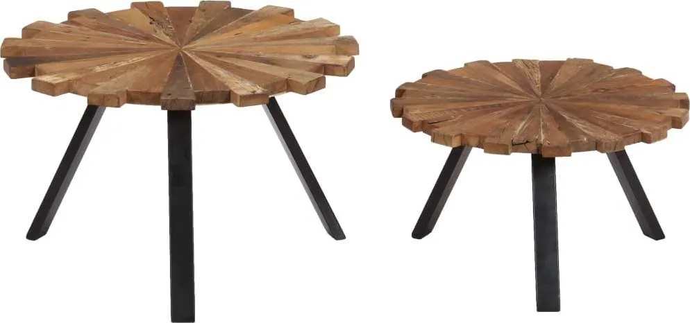 vidaXL Konferenční stolky 2 ks masivní pražcové dřevo [247933]