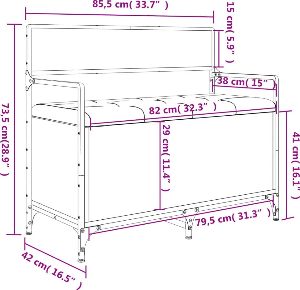 vidaXL Úložná lavice 85,5 x 42 x 73,5 cm kompozitní dřevo [835238] Barva: Černá