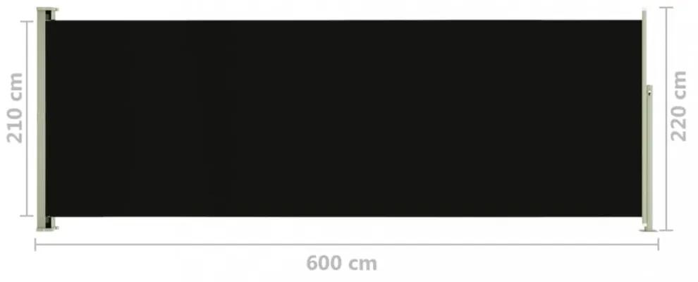 Zatahovací boční markýza 220x600 cm Dekorhome Černá