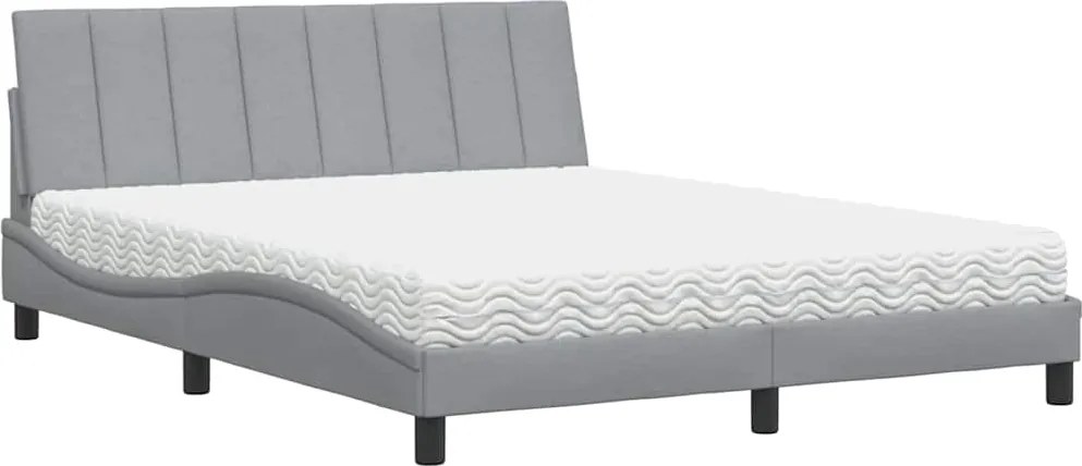 Postel s matrací Hanko světle šedá 160 x 200 cm textil 3310538