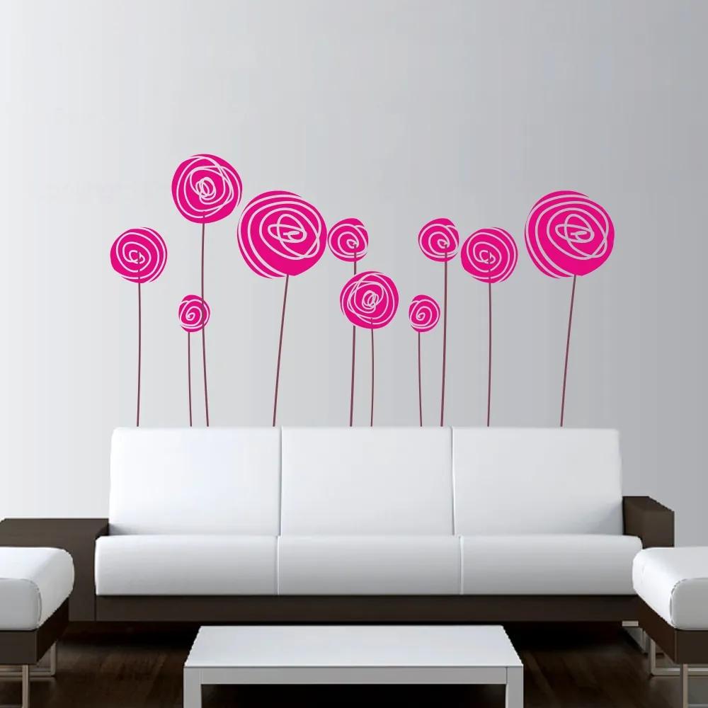 WALLVINIL Samolepky na zeď - Zamotané květy Barva: Růžová, Velikost: 150x81 cm