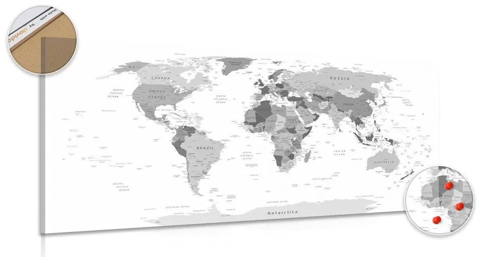 Obraz na korku černobílá mapa s názvy