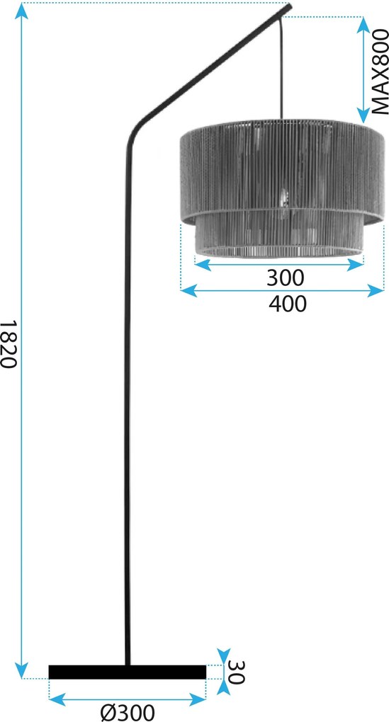 Toolight Toolight, podlahová lampa 1xE27, APP1839-1F, černá-hnědá, OSW-07060
