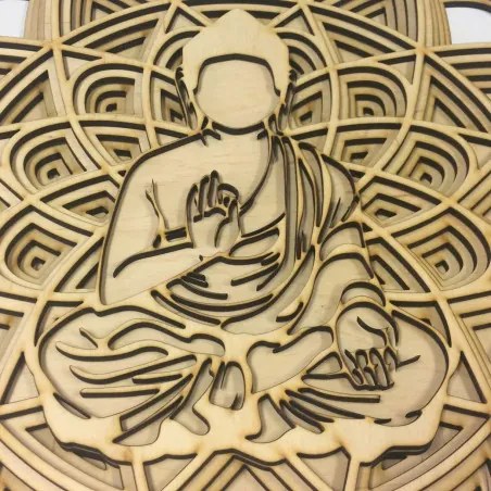 3D Vícevrstvý dřevěný Buddha v mandale | Luxusní zenová dekorace | SENTOP PR0459