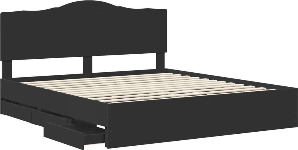 Rám postele se zásuvkou Černý 200 x 200 cm Inženýrské dřevo 3413381