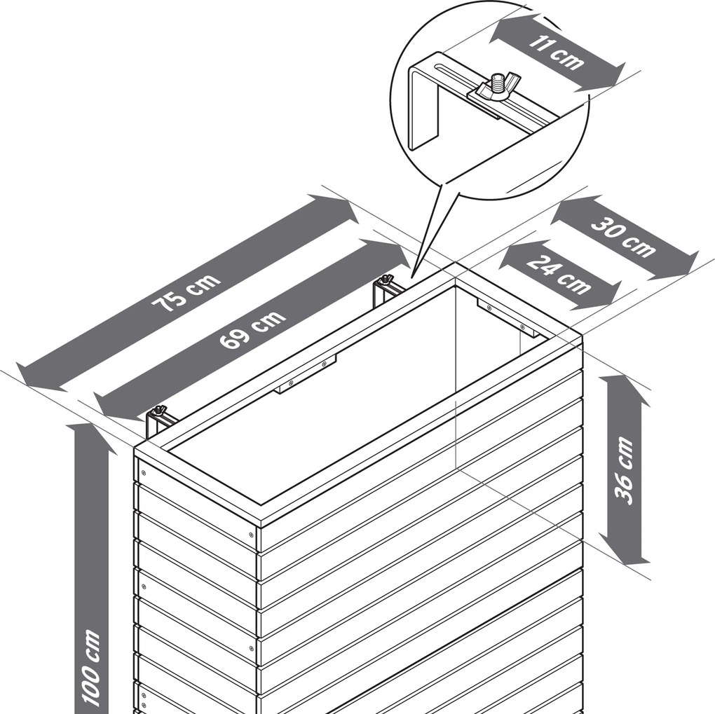 Tchibo - Prvek pro rozdělení prostoru s truhlíkem »Tinus« - barva: hnědá