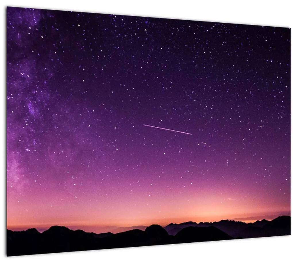 Skleněný obraz oblohy s padající hvězdou (70x50 cm)