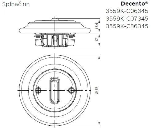 ABB Decento vypínač č.6 (č.1) černá 3559K-C06345 N porcelán