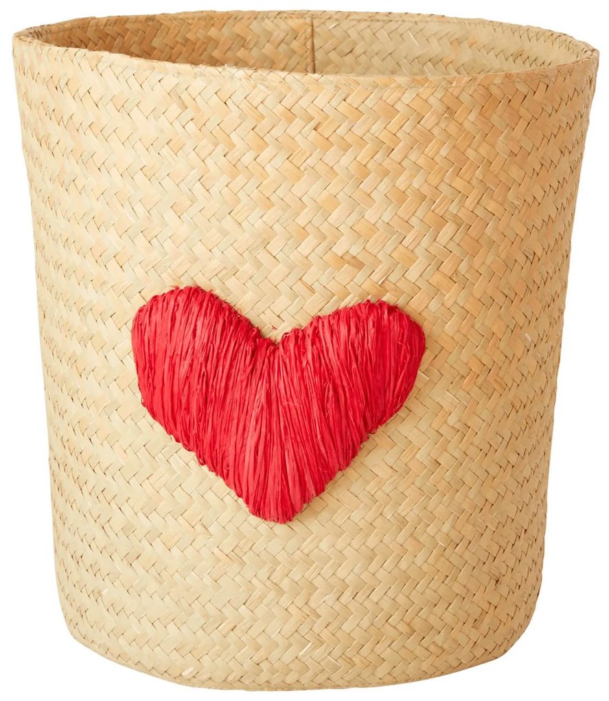 rice Úložný košík Raffia Heart Small, přírodní barva