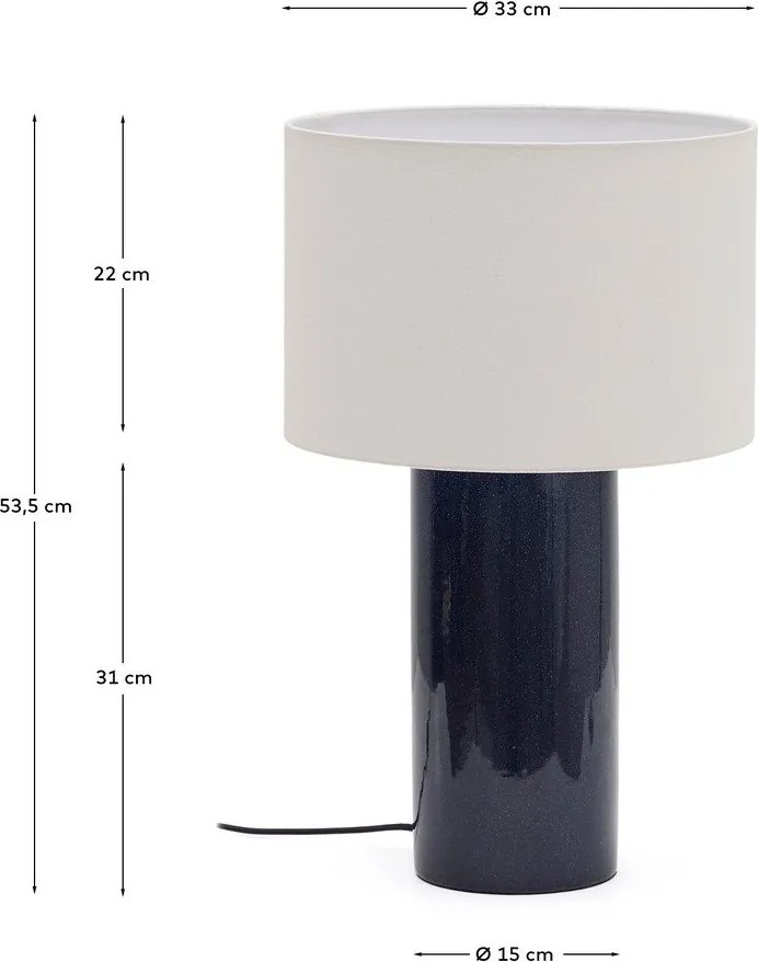 Modrá stolní lampa s textilním stínidlem (výška 53,5 cm) Toneric – Kave Home