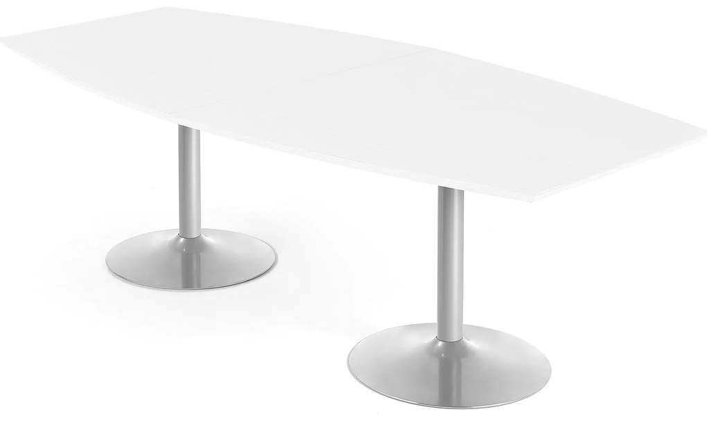 AJ Produkty Jednací stůl Avery, 2400x1200 mm, HPL, bílá, hliníkově šedá