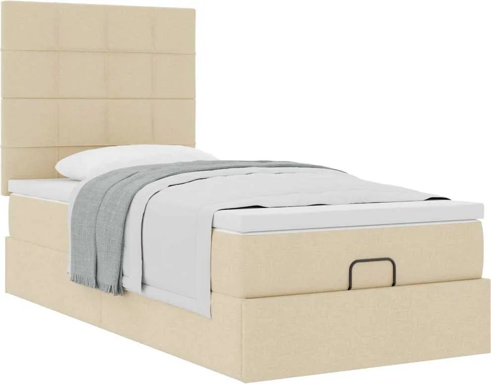 Osmanský rám postele s matrací krémově 80x200cm textil 3313117