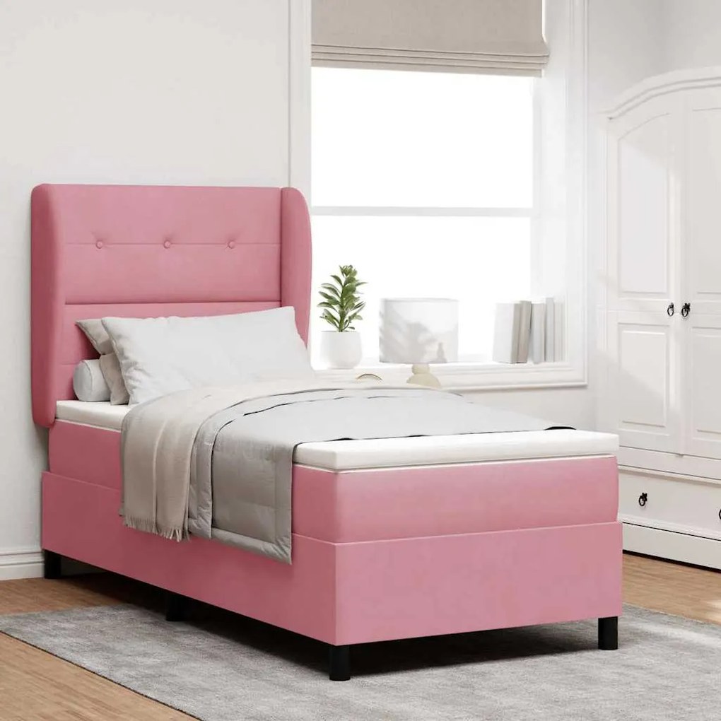 Postel s boxspringem s čelo Růžová 200 x 80 cm samet 3340903