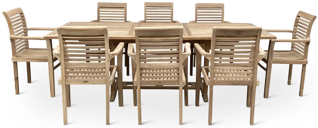 Noela Dřevěný zahradní nábytek Faisal I. teak set 1+8