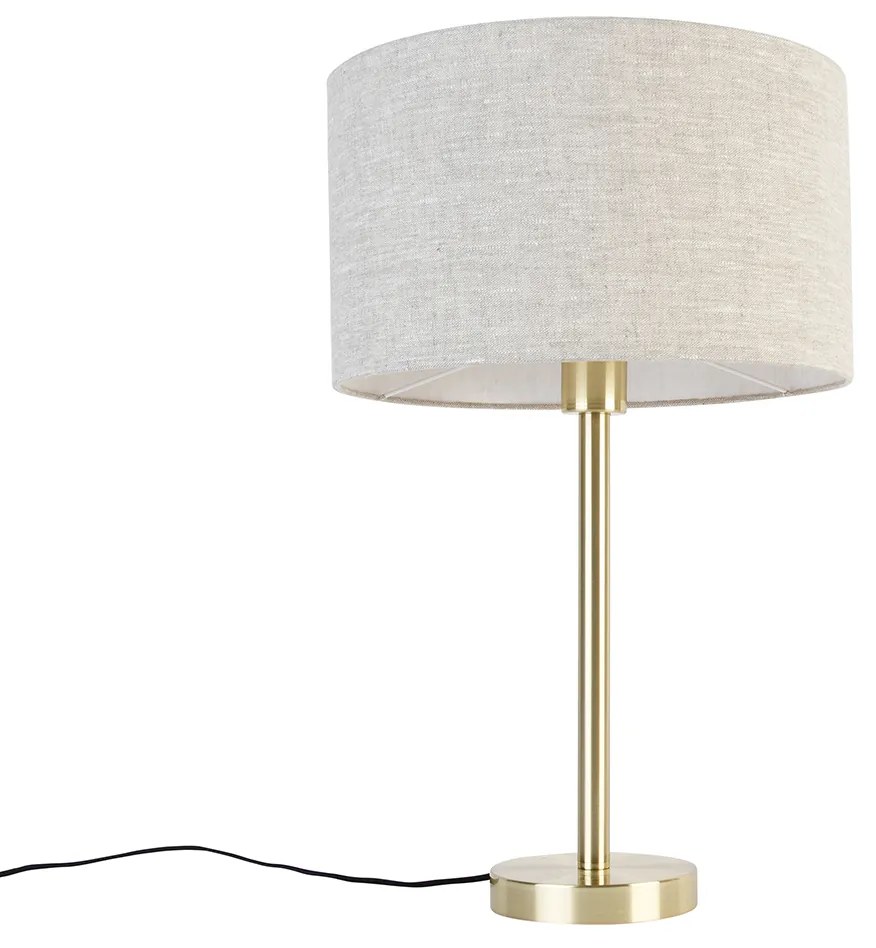 Klasická stolní lampa mosazná se světle šedým stínítkem 35 cm - Simplo