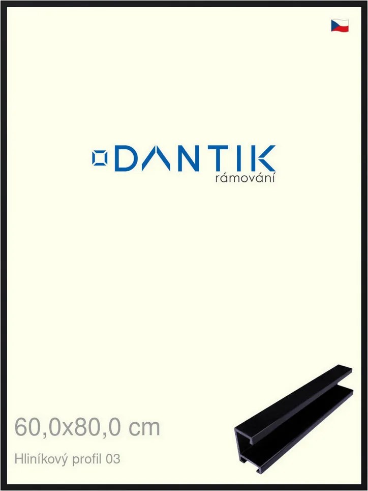 DANTIK rámeček 60x80 | ALU profil 7003 Černá Florentinská (Plexi Čiré)