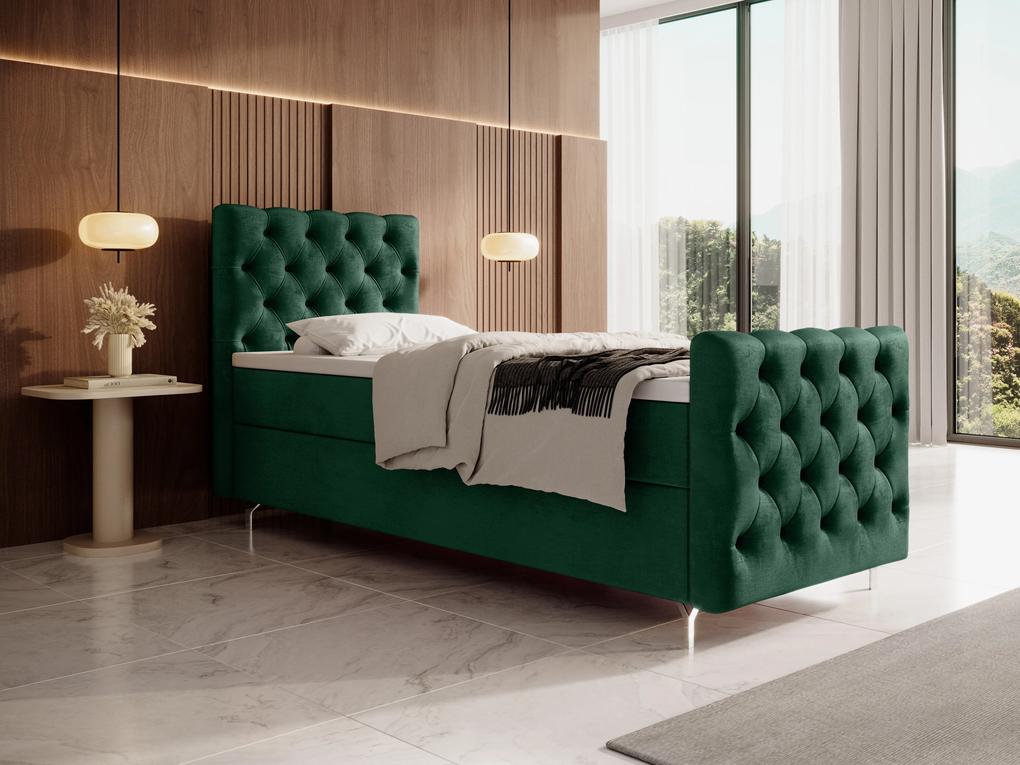 Jednolůžková postel 80 cm Clinton Bonell (smaragdová) (s roštem, s úl. prostorem). 1082135