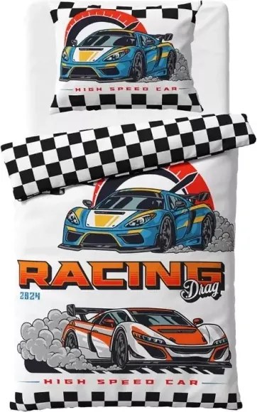 TipTrade povlečení bavlna Auta Racing Drag 140x200, 70x90 cm