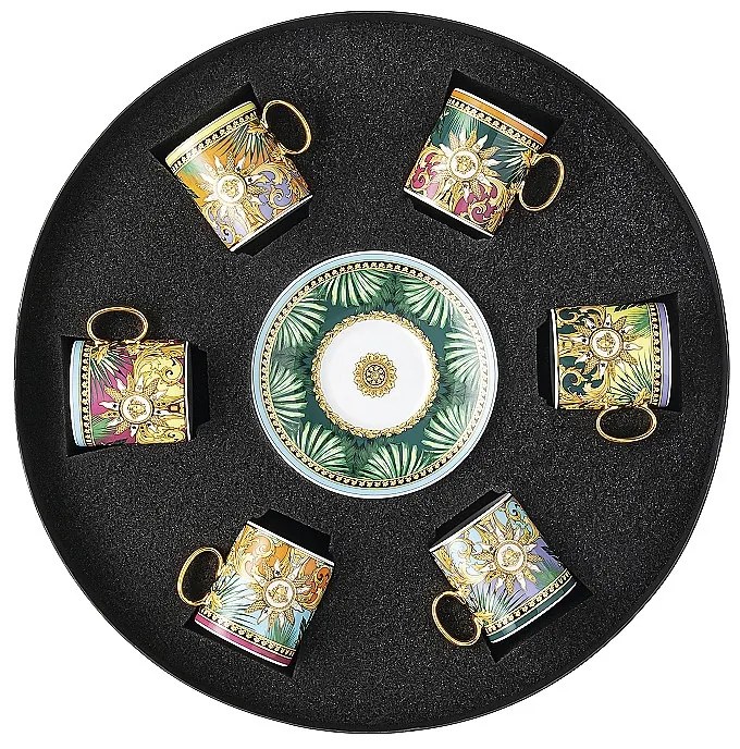 ROSENTHAL VERSACE JUNGLE ANIMALIER Set šálků na Espresso s podšálkem 6 ks