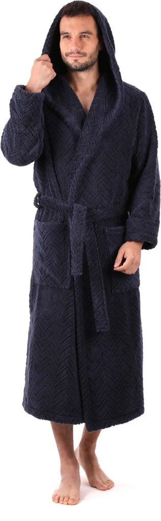 Bavlněný župan Athena s kapucí tmavě modrá 31 16 5952 unisex - S
