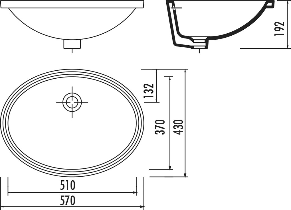 Sapho TP216 umyvadlo pod desku 57 x 43 cm