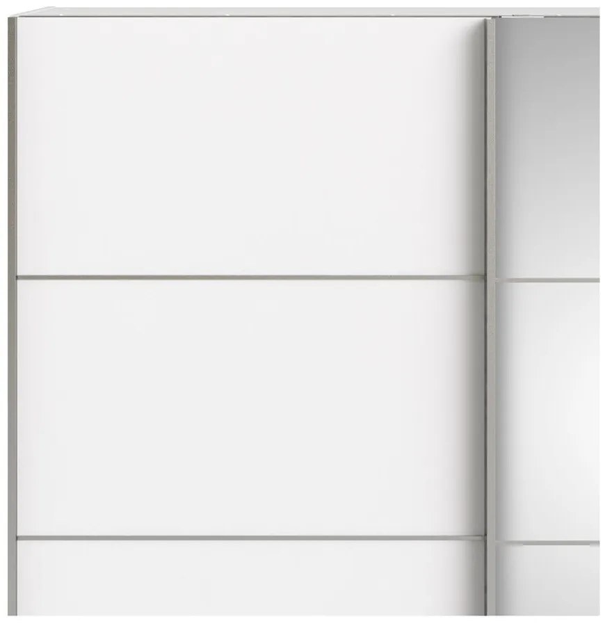Bílá šatní skříň se zrcadlem a posuvnými dveřmi 182x202 cm Verona - Tvilum