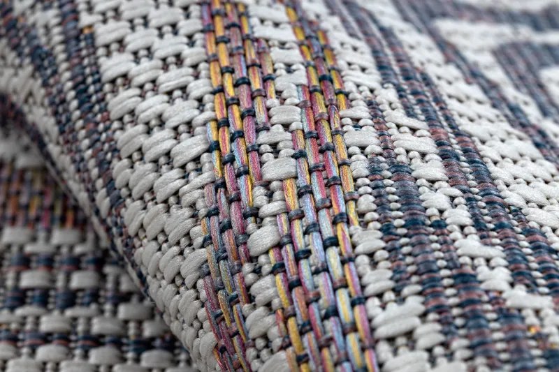 Dywany Łuszczów, Kusový koberec Sion Sisal Waves 2836 ecru/blue/pink – na ven i na doma, 160x220, vícebarevná, chodba / předsíň