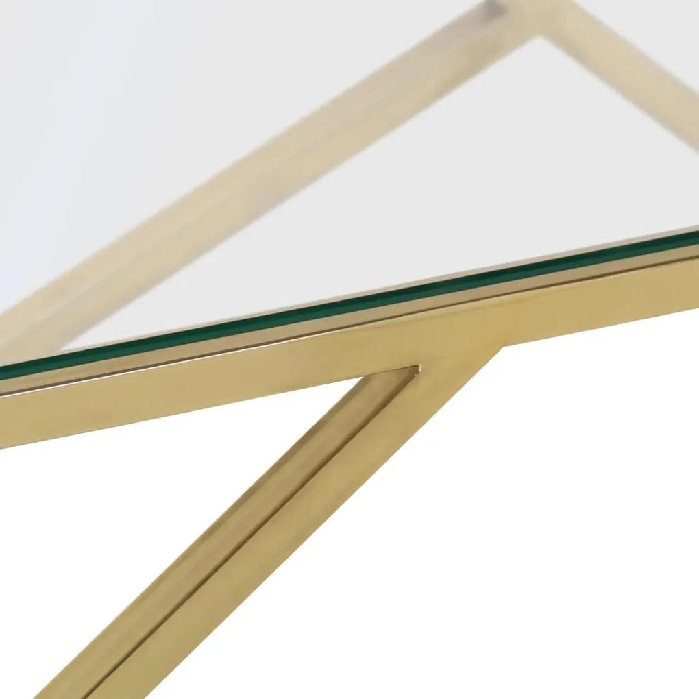 vidaXL Konferenční stolek nerezová ocel a tvrzené sklo [349938] Barva: Zlatá a černá