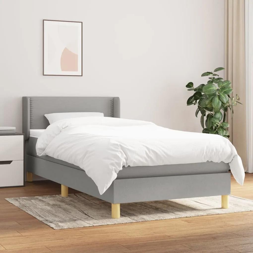 vidaXL Box spring postel s matrací 90x200 cm textil [3130165] Barva: Tmavě šedá