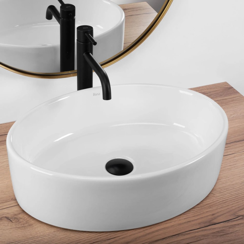 Rea Fonda, umyvadlo na desku 500x370x140mm, bílá lesklá, REA-U0604