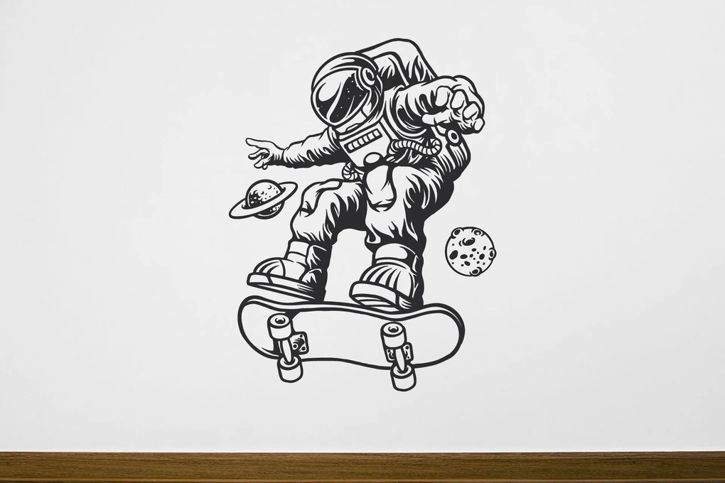 Lepy.cz Samolepka na zeď Astrounaut - Skate Velikost (šířka x výška): 40x53cm, Barevná varianta: Bílá