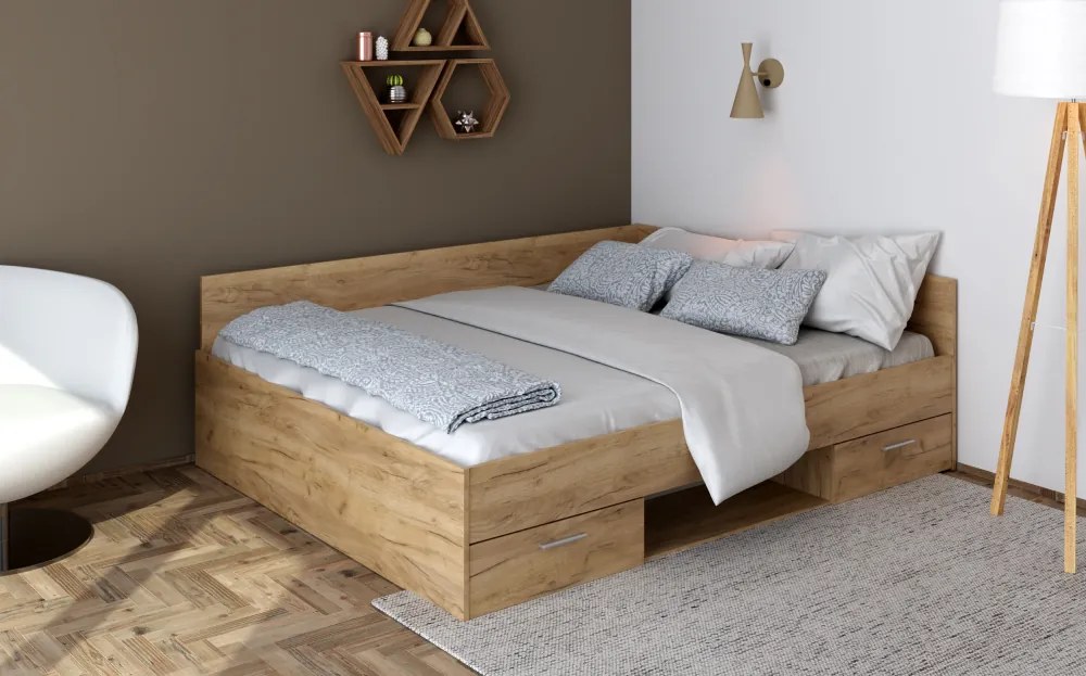 Postel, 160x200, dub artisan, BOAT