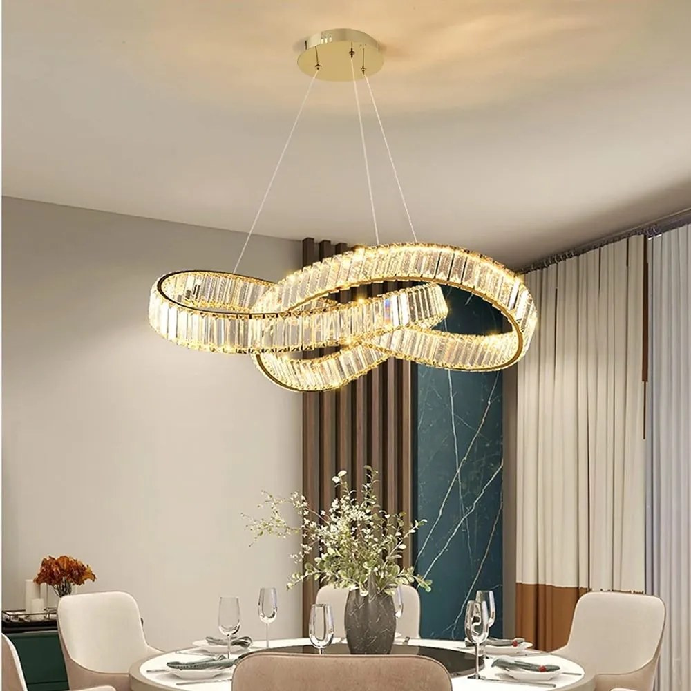 Toolight Závěsné designové osvětlení CRYSTAL LED + dálkové ovládání APP1538-CP GOLD
