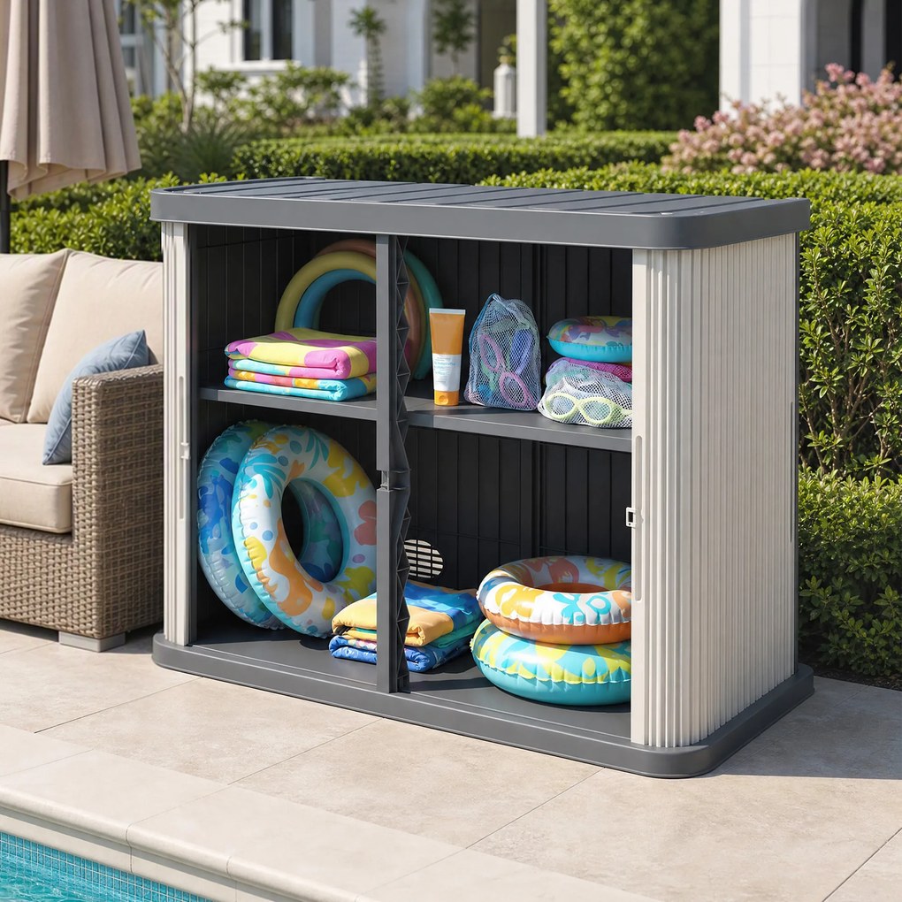 Outsunny Zahradní úložný box 480 l s posuvnými dveřmi
