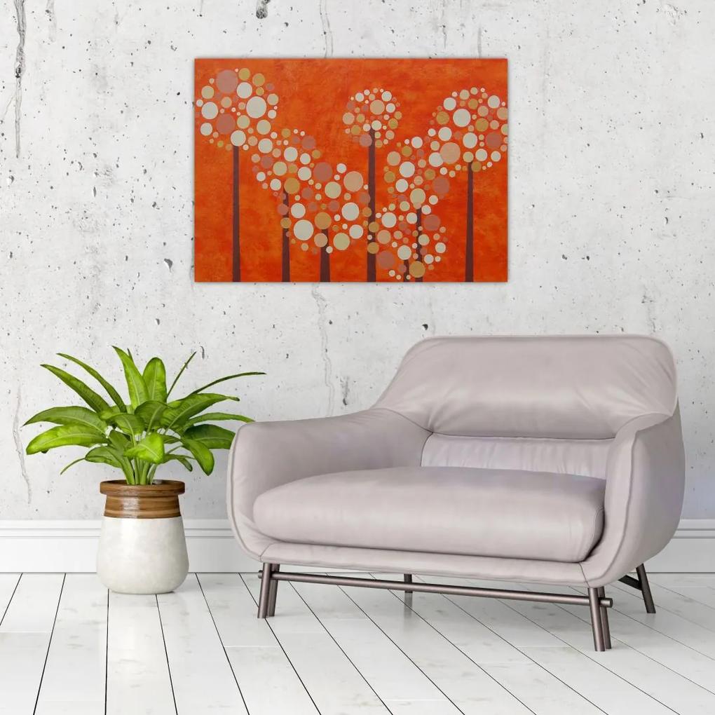 Skleněný obraz - Oranžový les (70x50 cm)