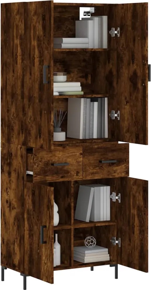Skříň highboard kouřový dub 69,5 x 34 x 180 cm kompozitní dřevo 3198150