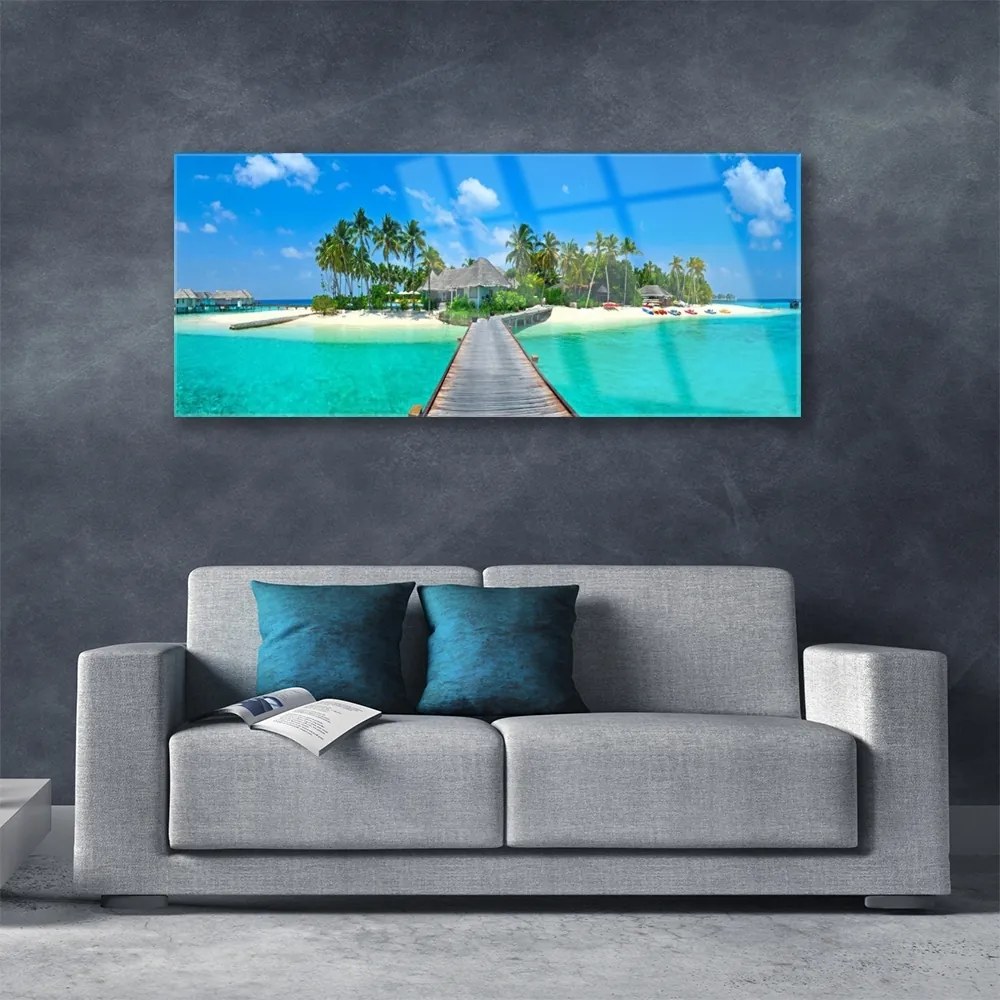 Plexisklo-obraz Tropická Pláž Palmy 125x50 cm