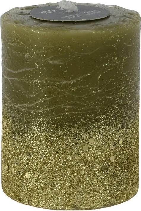 Vánoční svíčka Rustic v zelené barvě 9 cm