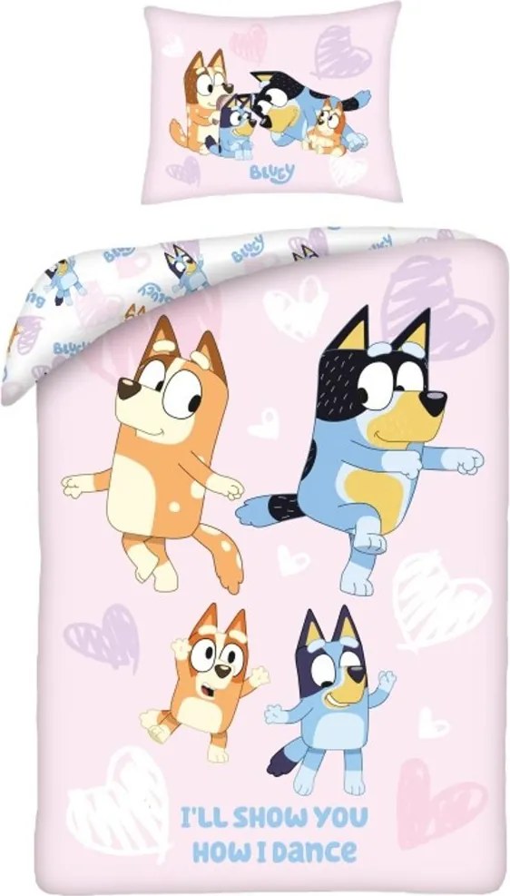 Bavlněné ložní povlečení Bluey - motiv Taneční nálada - 100% bavlna - 70x90 cm + 140x200 cm