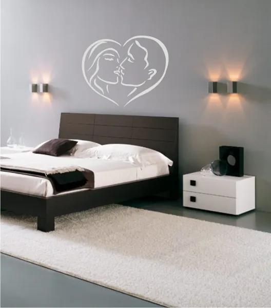 WALLVINIL Samolepky na zeď - Zamilovaný pár v srdci Barva: Bílá, Velikost: 24x30 cm