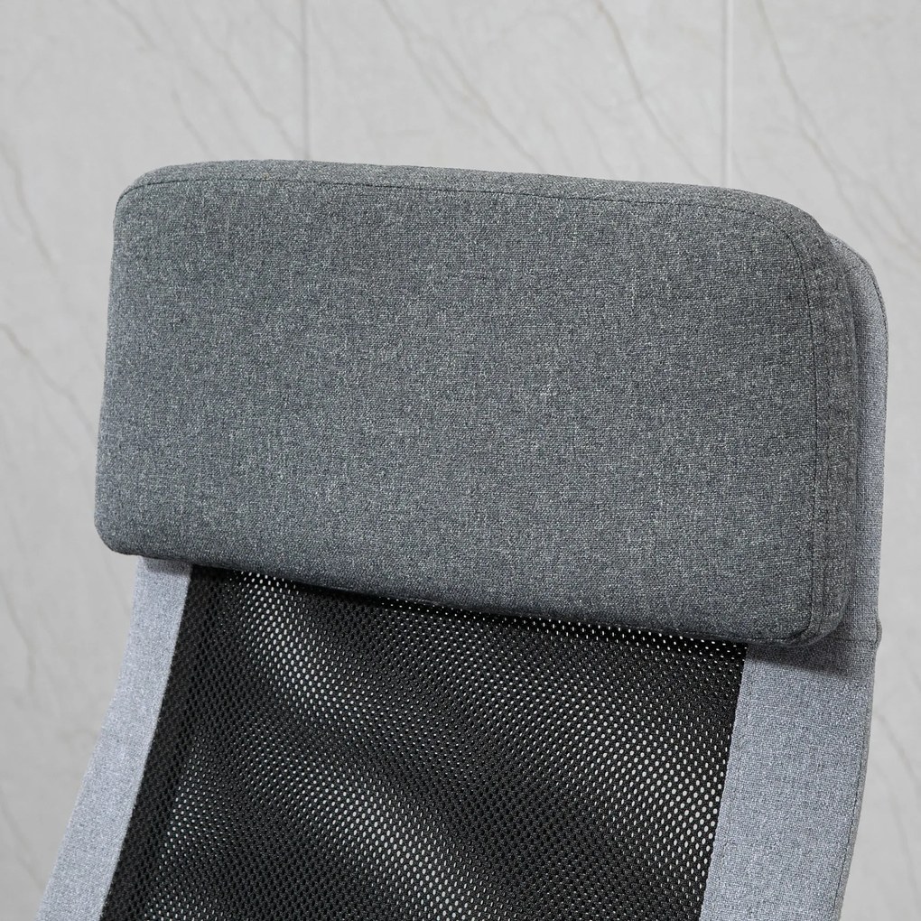 Vinsetto Ergonomická otočná kancelářská židle, nastavitelná výška a funkce houpání, síťovina, 65x67x119-129cm, Šedá